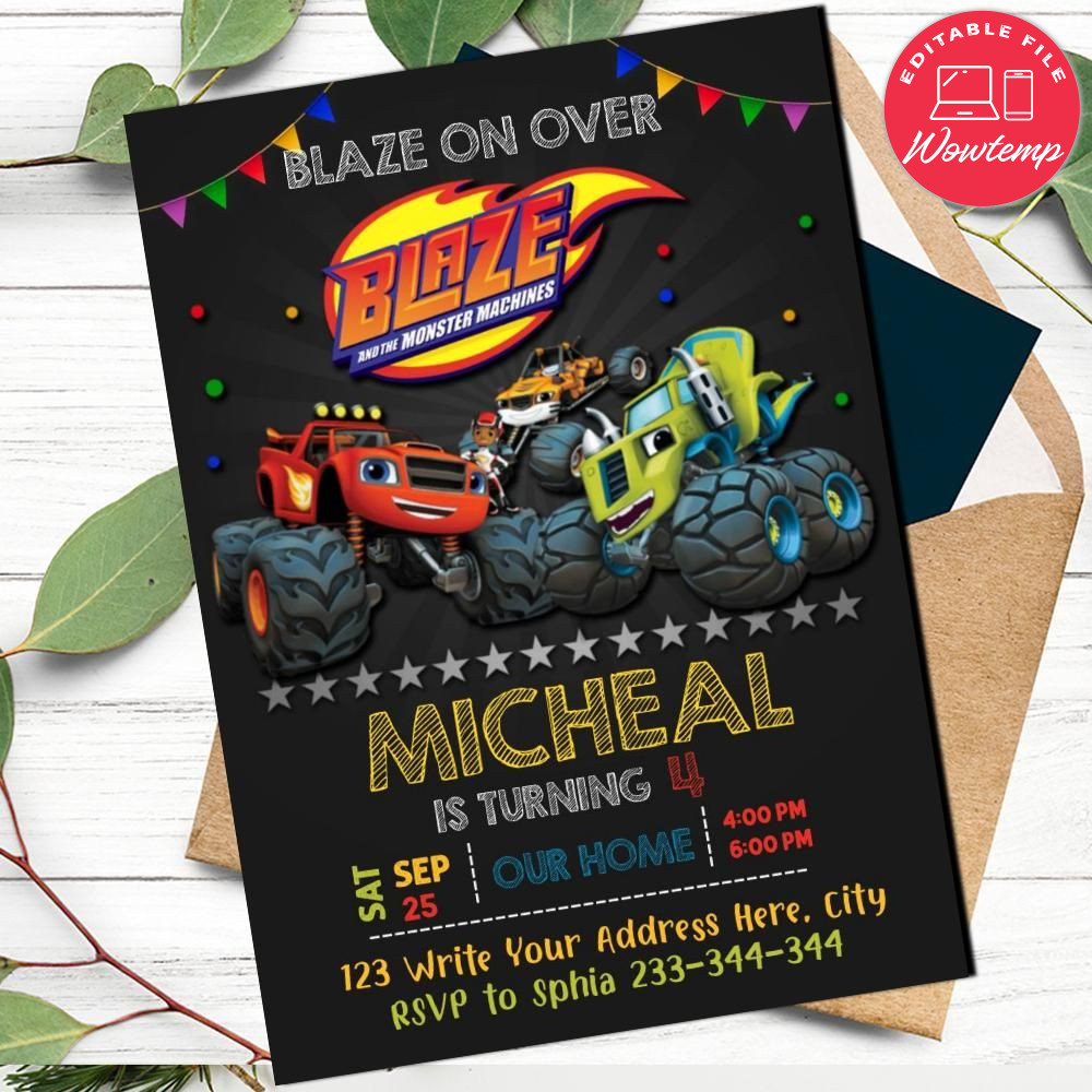 Blaze Invitation Customizable Template Instant Download | Wowtemp