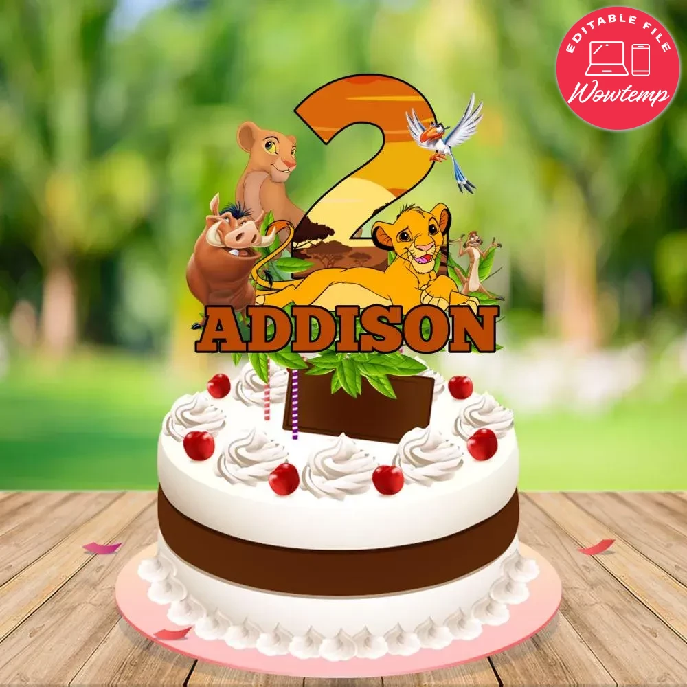 Simba Lion king Birthday Cake Topper Template Printable DIY | Wowtemp