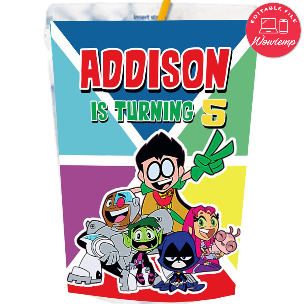 Teen titans Go Capri Sun Labels Digital File Printable | Zingtemp