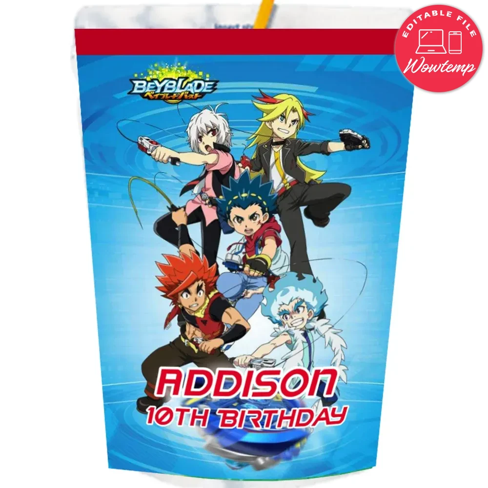 Beyblade Capri Sun Labels Digital File Printable | Wowtemp