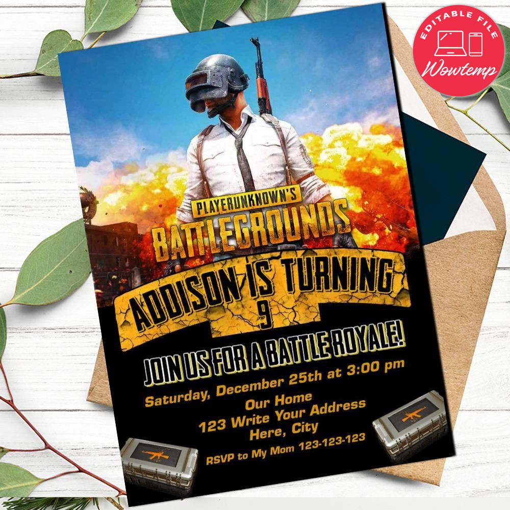 Pubg Birthday Invitation Printable Instant Download | Wowtemp