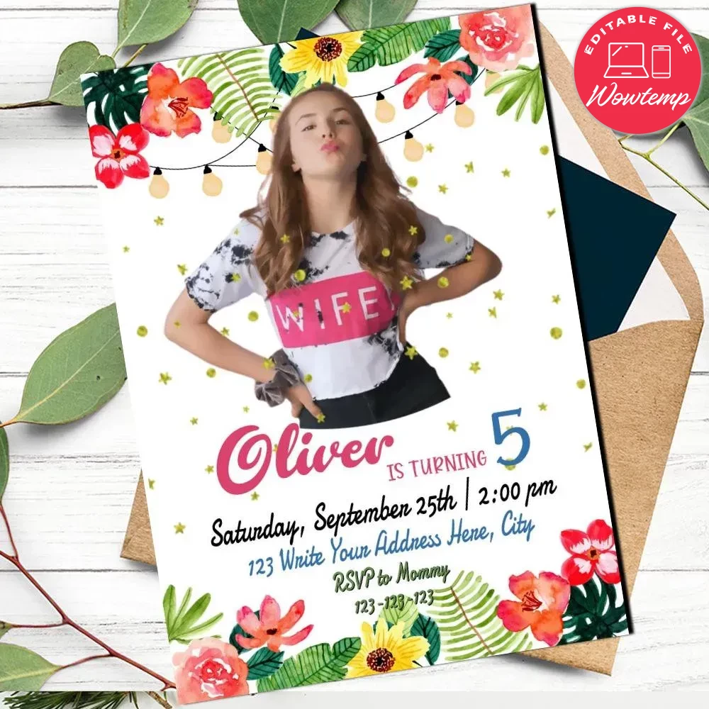Aloha Piper rockelle Birthday Invitation Printable DIY | Wowtemp