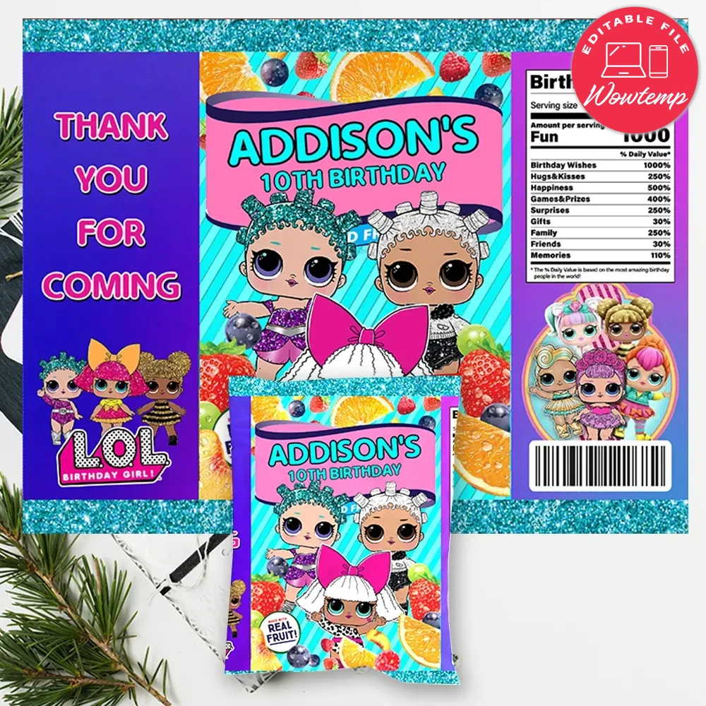 Lol Surprise Dolls Fruit Snack Bag Digital File Printable DIY | Wowtemp