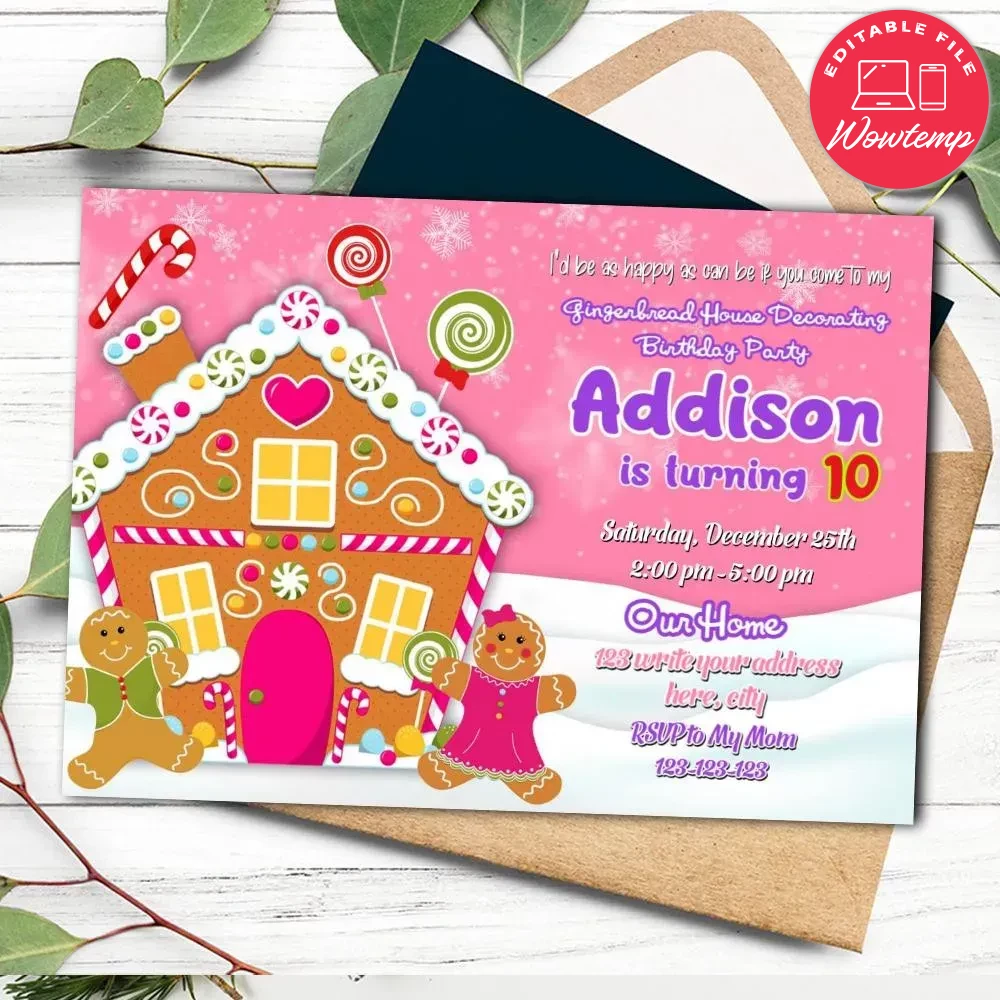 Gingerbread girl Invitation Customizable Template DIY | Wowtemp