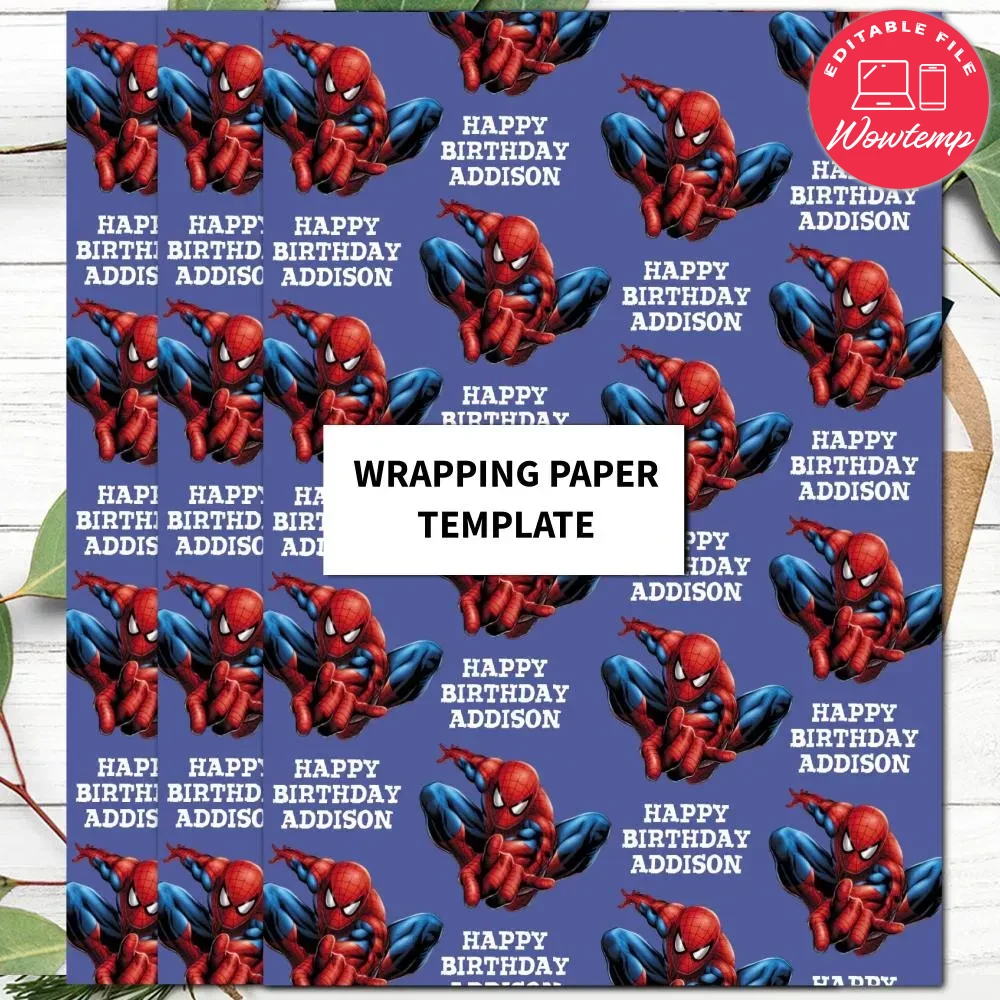 Spiderman Gift Wrap Template to Print at Home Instant Download | Wowtemp