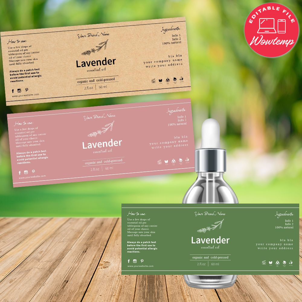 Botanical Dropper Bottle Labels Customizable Template DIY | Wowtemp