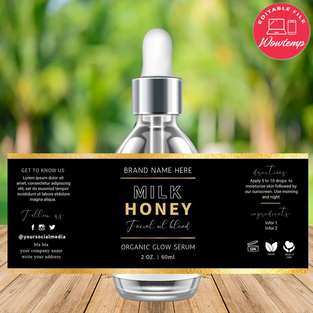 Gold Black Dropper Oil Theme Template Customizable Template DIY | Wowtemp