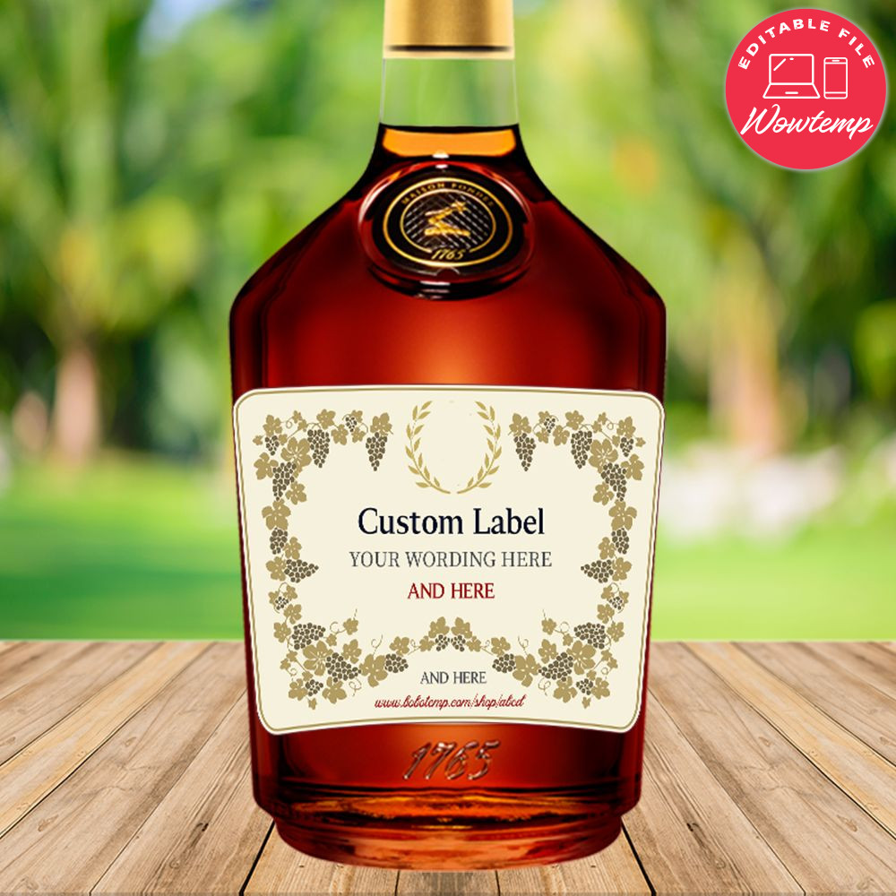 Customizable Hennessy Cognac Label Template Instant Download | Wowtemp