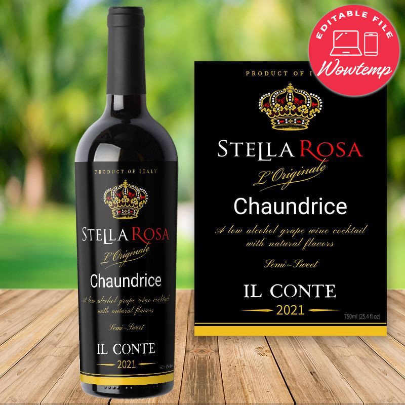 Stella Rosa Wine bottle label PNG Template to Print at Home DIY | Wowtemp