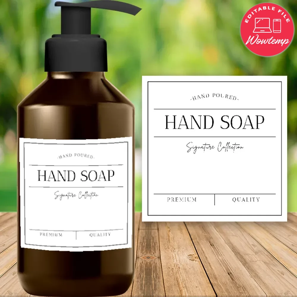 Hand Soap Label Customizable Template Instant Download | Wowtemp