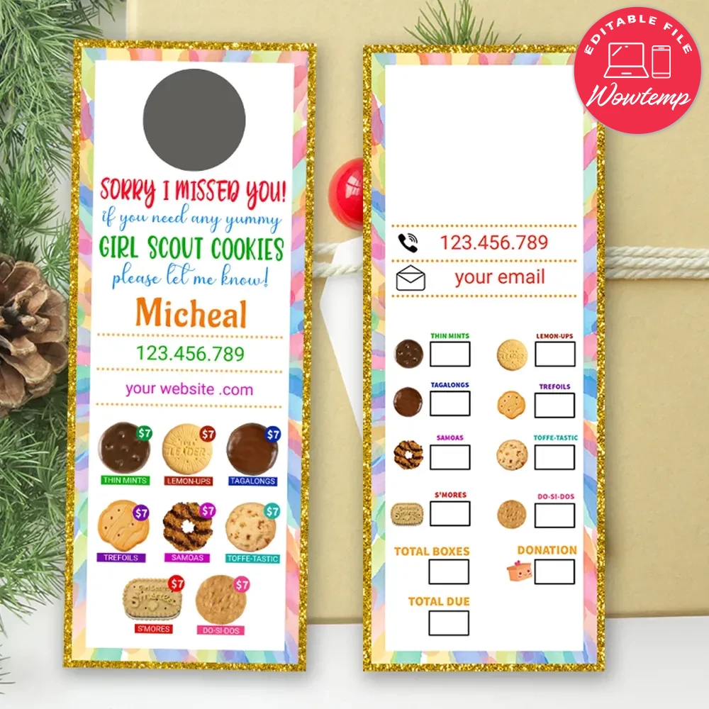 2021 LBB Girl Scout Cookie Sales Double Sided Door Hanger DIY | Wowtemp