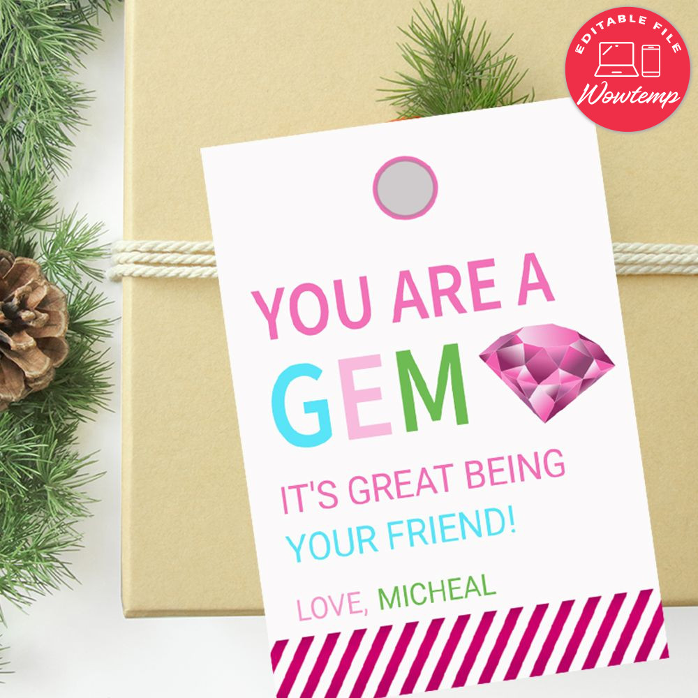 You are a Gem Valentine Tag Customizable Template DIY | Wowtemp