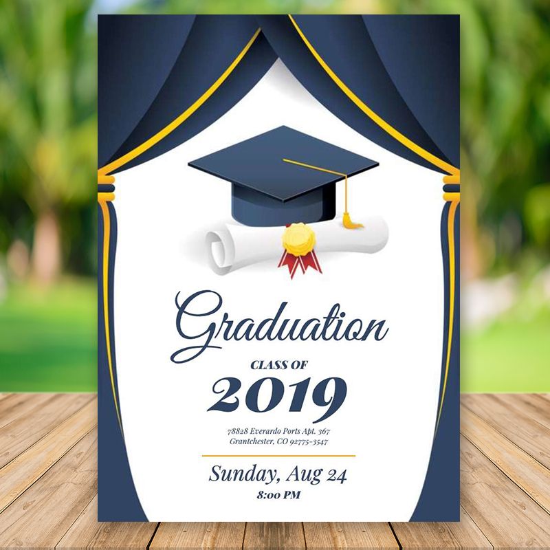 Editable Classic Graduation Invitation 1 Digital File | Wowtemp
