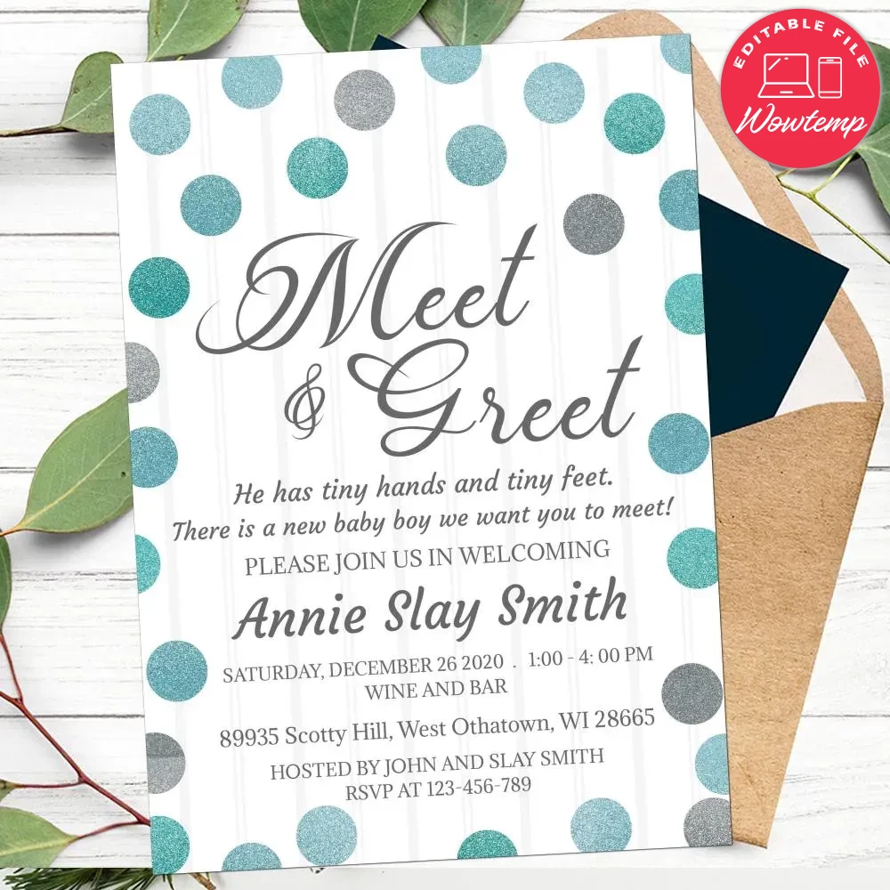 Editable MEET and GREET The Baby Invitation Digital File | Wowtemp