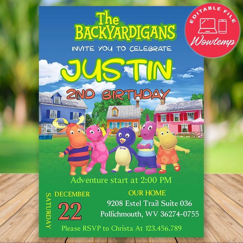 Editable Backyardigans Birthday Invitation Instant Download | Wowtemp