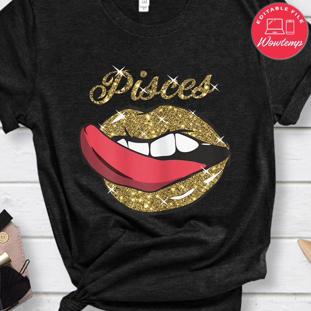Womens Pisces Girl Sexy Golden Lips Tongue February March Birthday PNG ...