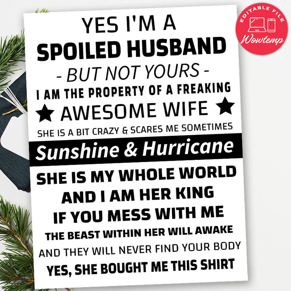 Spoiled Husband Father's Day Transparent PNG & SVG File DIY | Wowtemp