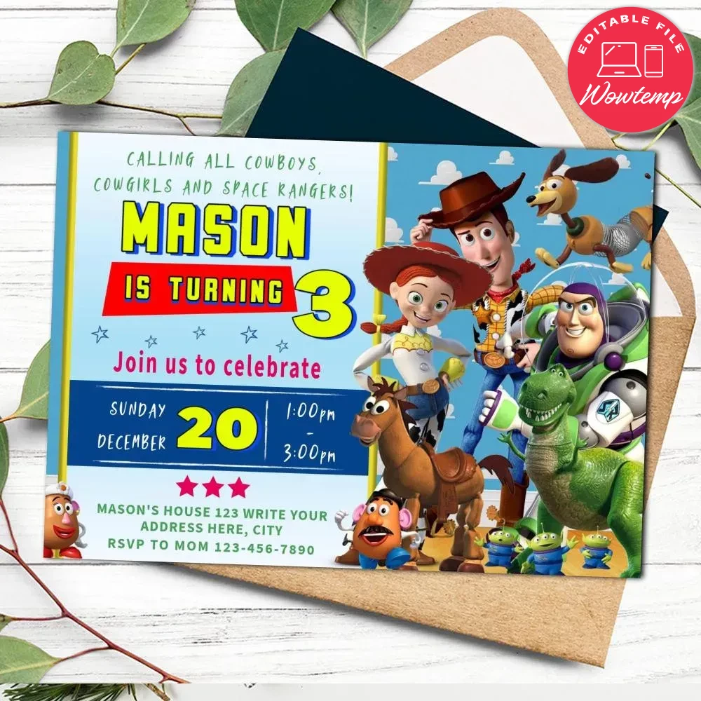 Editable Toy Story Birthday Invitation Instant Download | Wowtemp