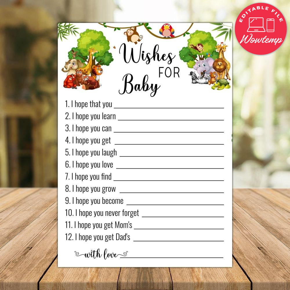 Animals Wish For Baby Baby Shower Game Instant Download | Wowtemp