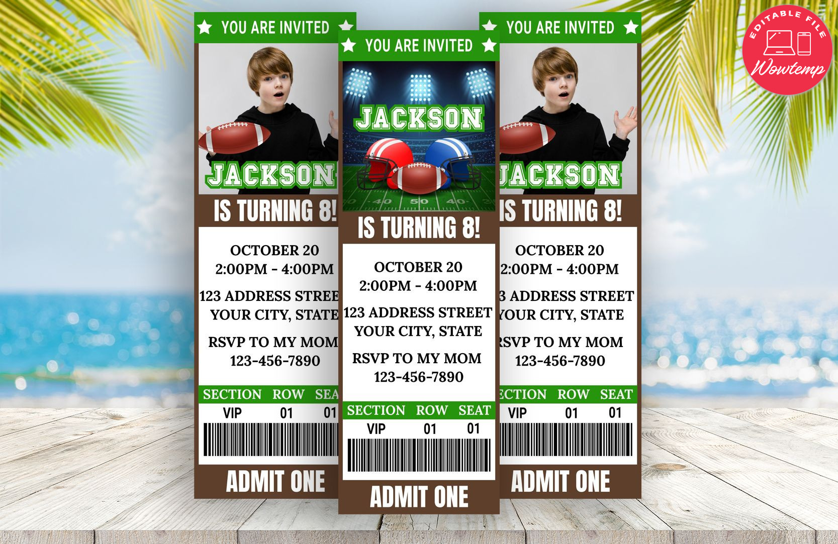 Football Ticket Birthday Editable Template Instant Download | Wowtemp