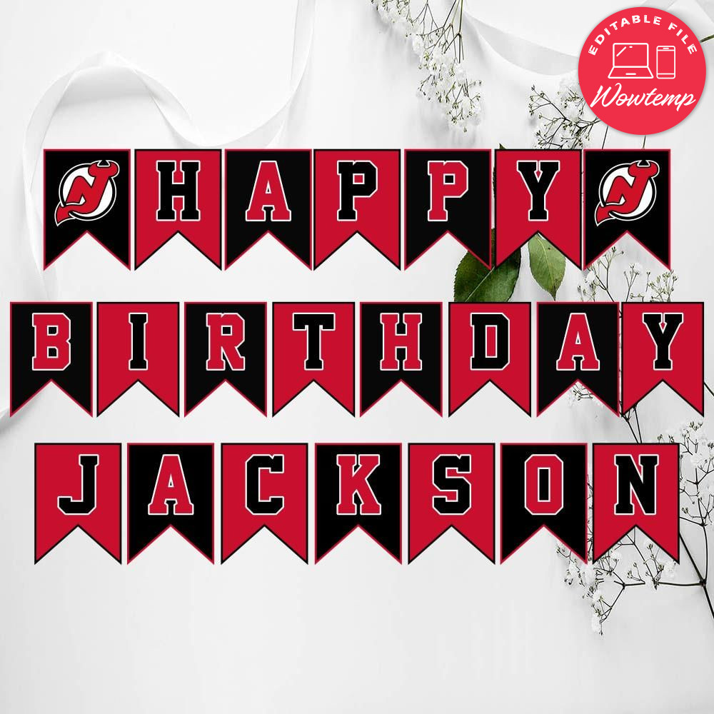 New Jersey Devils Birthday Banner Digital Files | Wowtemp