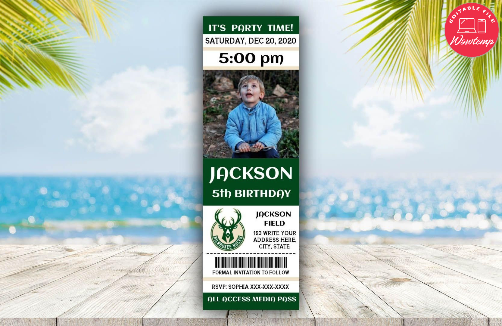 Milwaukee Bucks Birthday Ticket With Photo Invitation DIY | Wowtemp