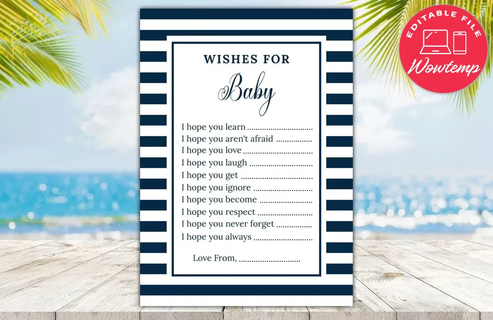 Editable Nautical Wishes for Baby Baby Shower Game DIY | Wowtemp