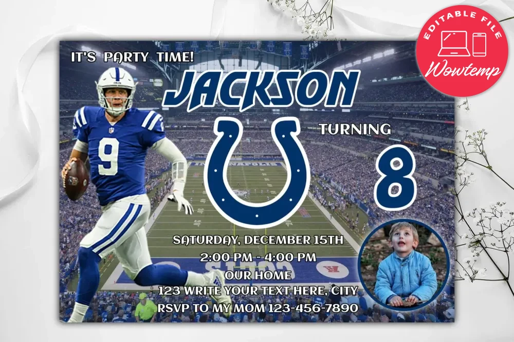 Indianapolis Colts Birthday Invitation Instant Download | Wowtemp