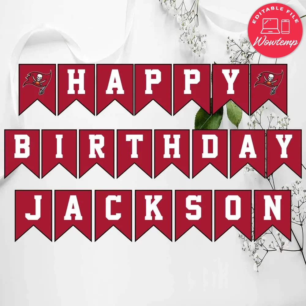 Tampa Bay Buccaneers Birthday Banner Instant Download | Wowtemp