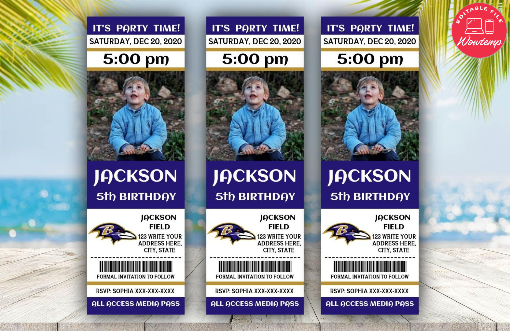 Printable Baltimore Ravens Birthday Ticket Invitations DIY | Wowtemp