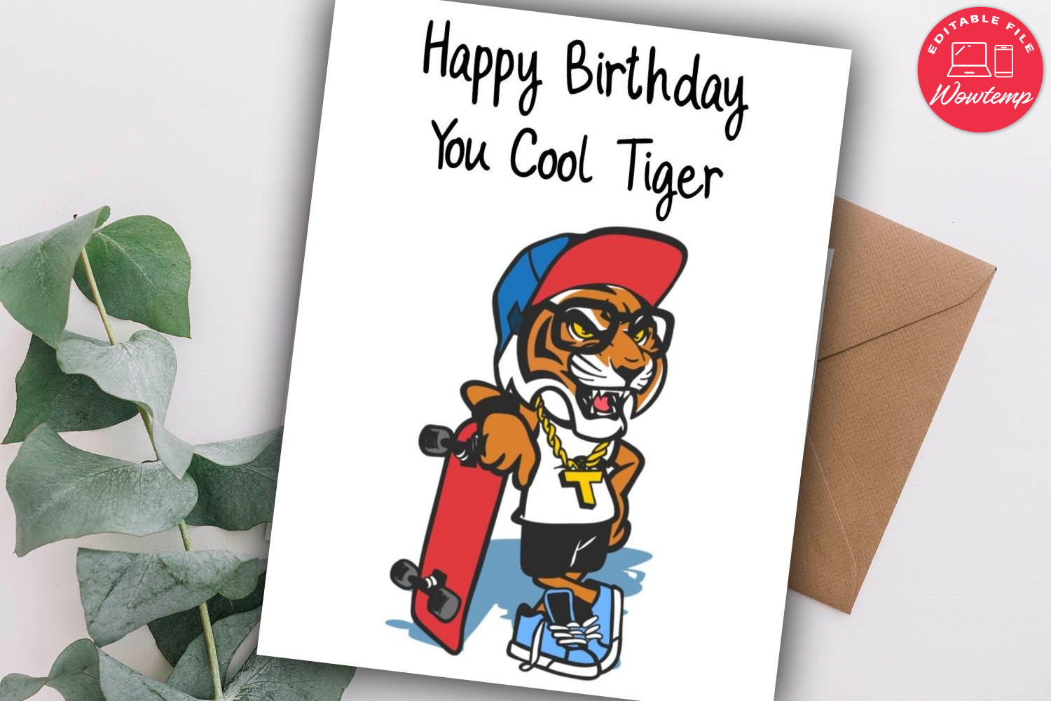 Printable Tiger Birthday Card Instant DIY | Zingtemp