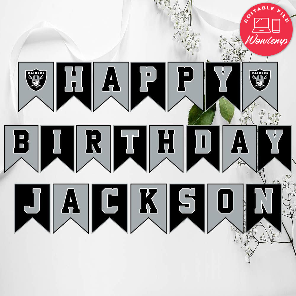 Las Vegas Raiders Birthday Banner Digital Files | Wowtemp