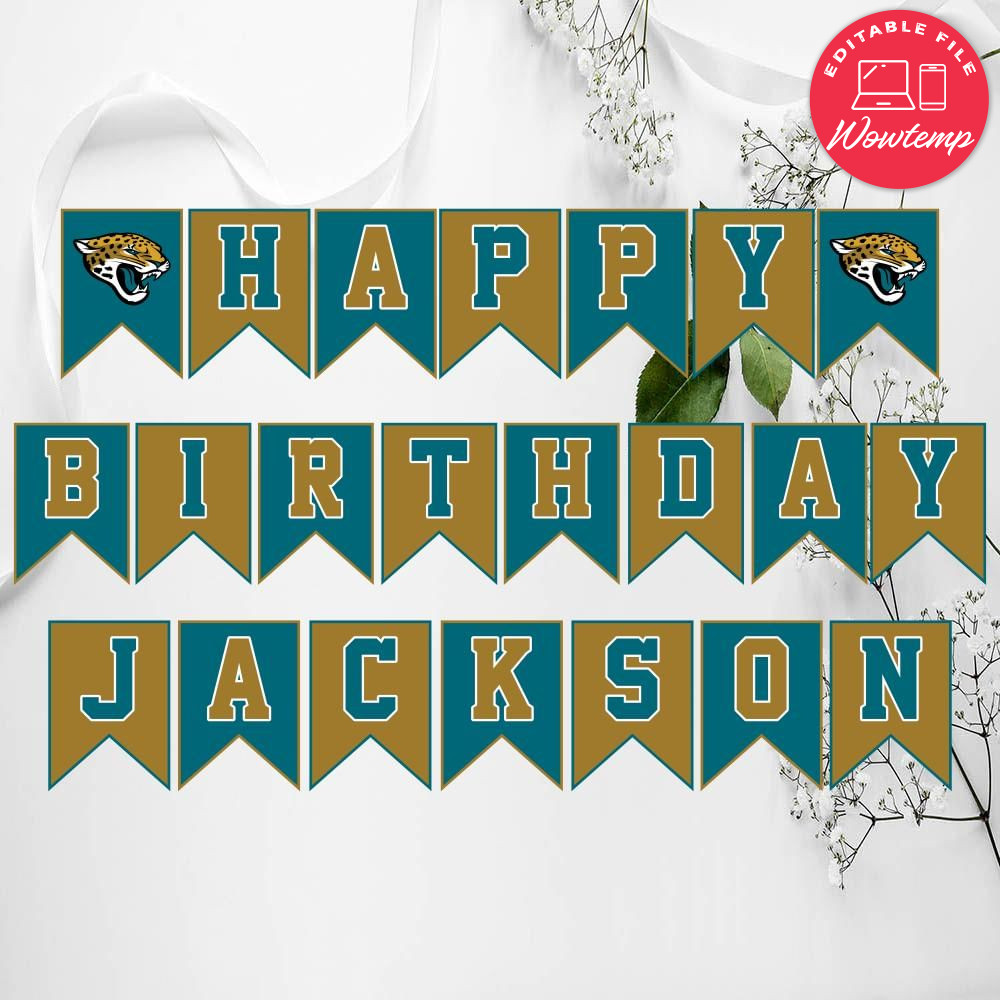 Jacksonville Jaguars Birthday Banner Instant Download | Wowtemp