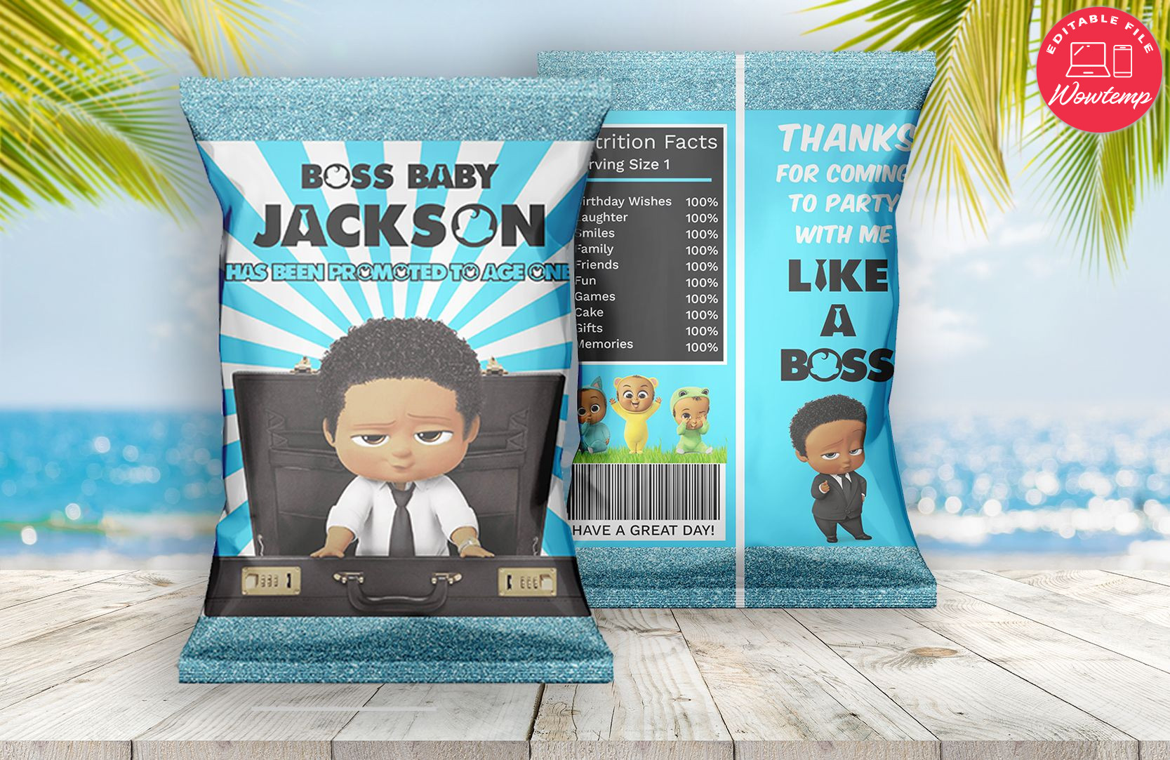 Editable Boss Baby Birthday Chip Bag Instant Download | Wowtemp