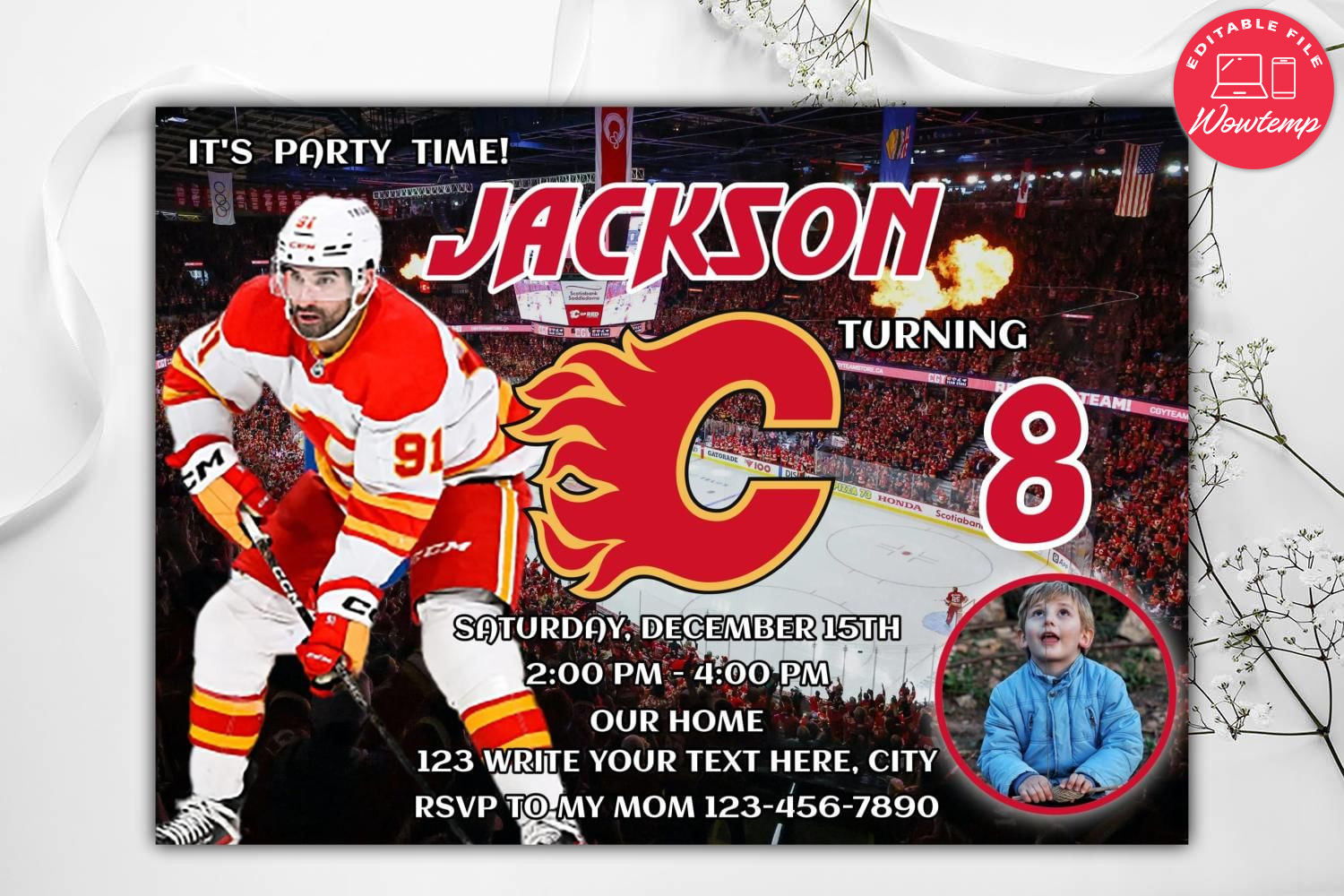 Calgary Flames Birthday Invitation Instant Download | Wowtemp
