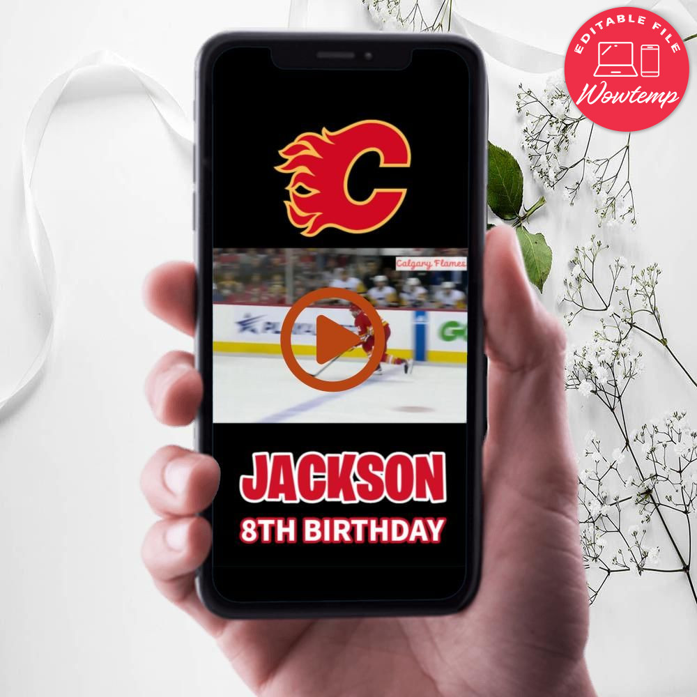 Calgary Flames Invitation Digital Template Instant Download | Wowtemp