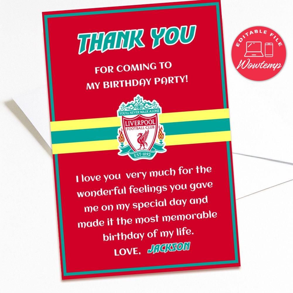 Liverpool Thank you card Template to Print at Home | Wowtemp