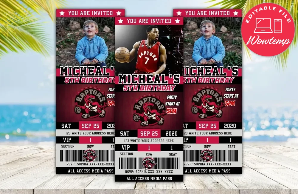 Toronto Raptors Ticket Birthday Editable Template Instant Download ...