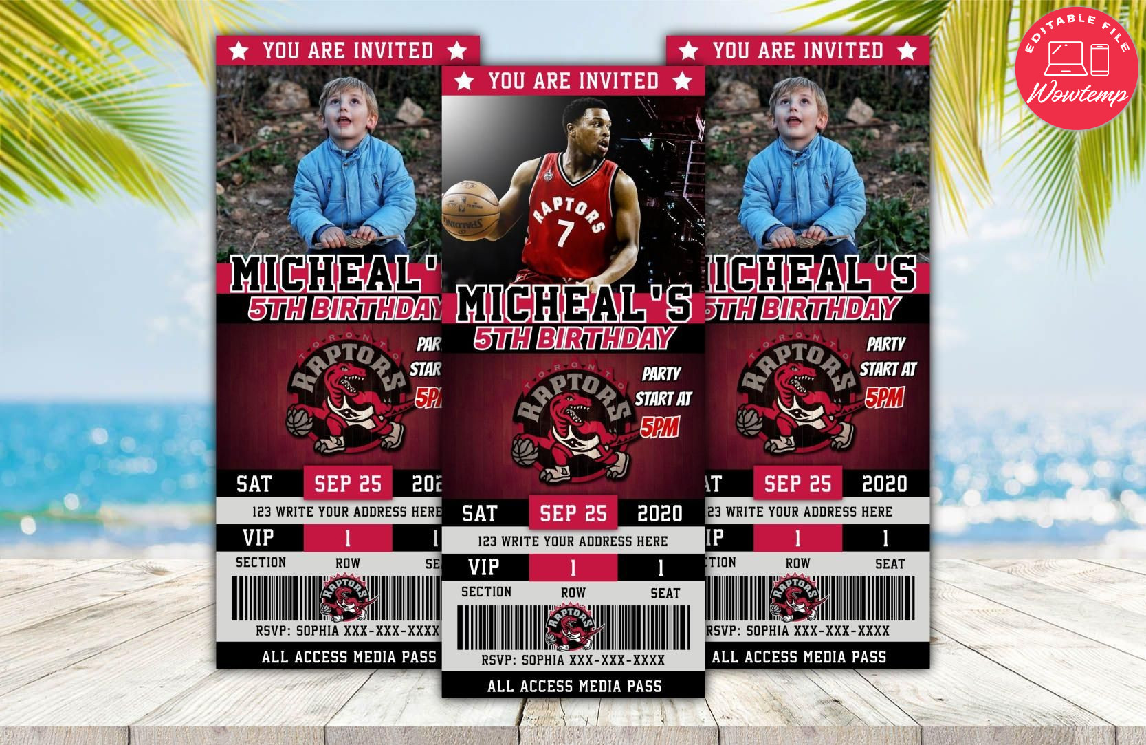 Editable Toronto Raptors Birthday Ticket Invitations DIY | Wowtemp