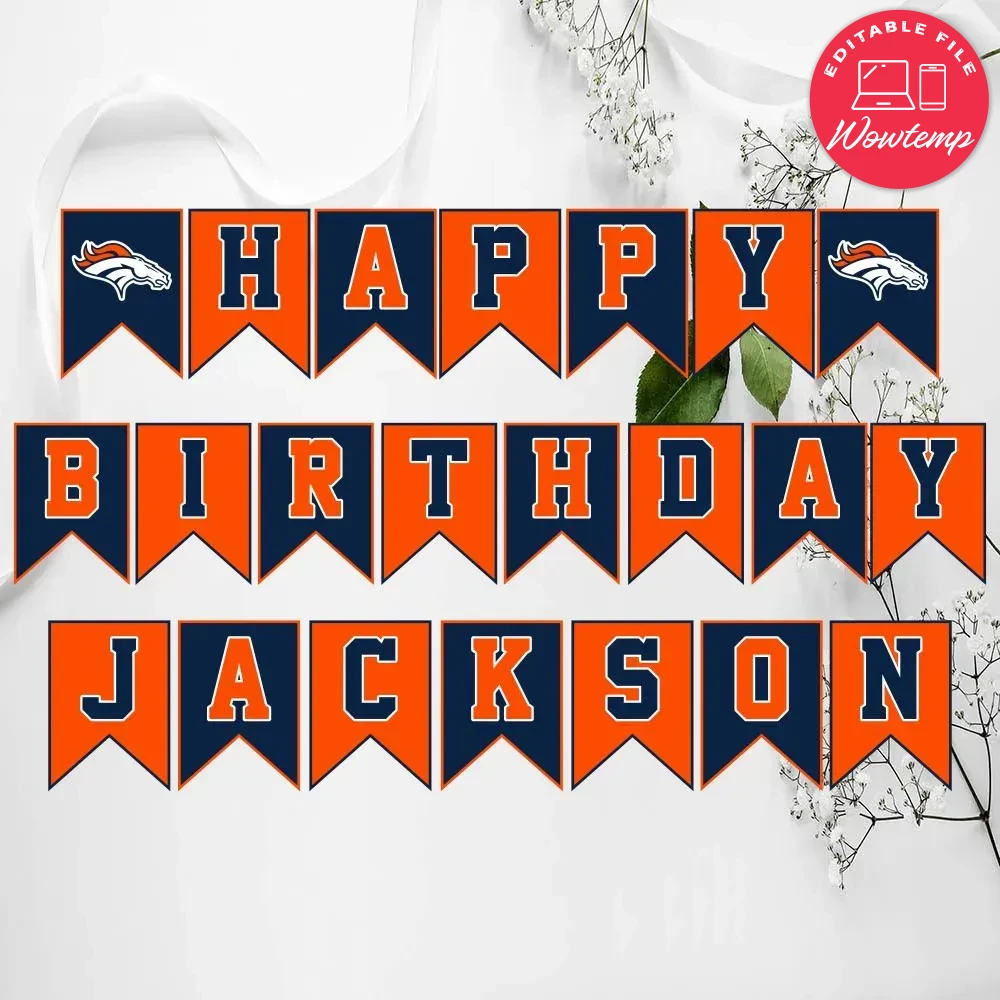 Denver Broncos Birthday Banner Instant Download | Wowtemp