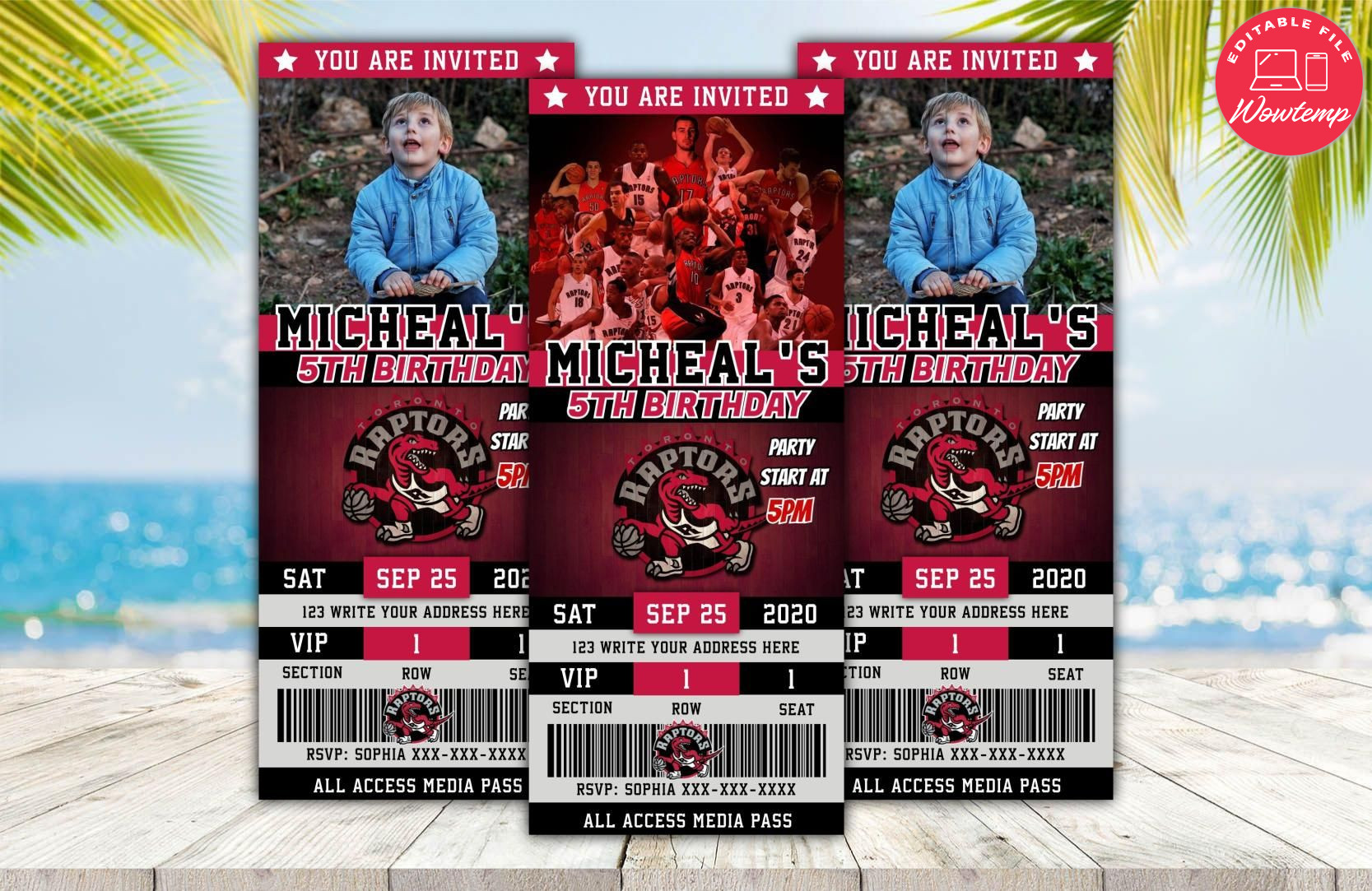 Editable Toronto Raptors Birthday Ticket Invitations DIY | Wowtemp
