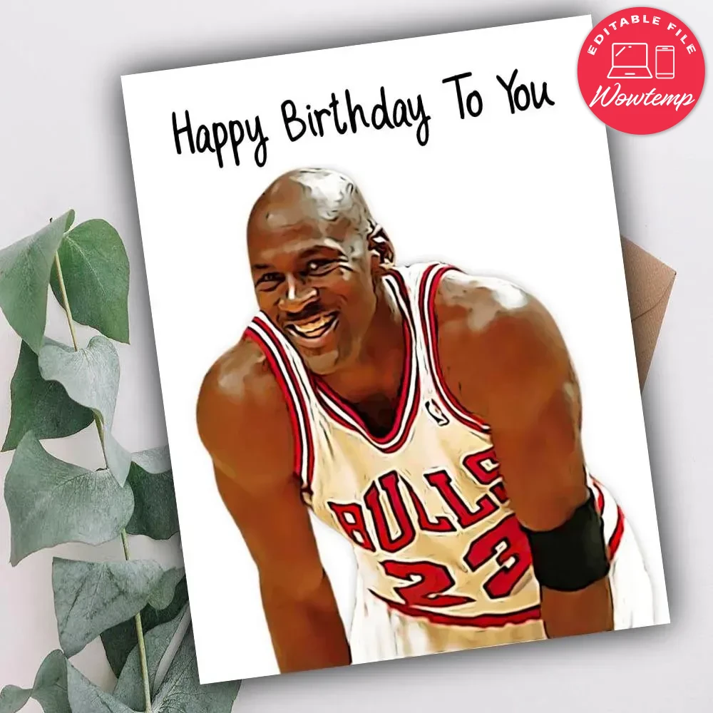 Michael Jordan Birthday Card Instant Download | Wowtemp
