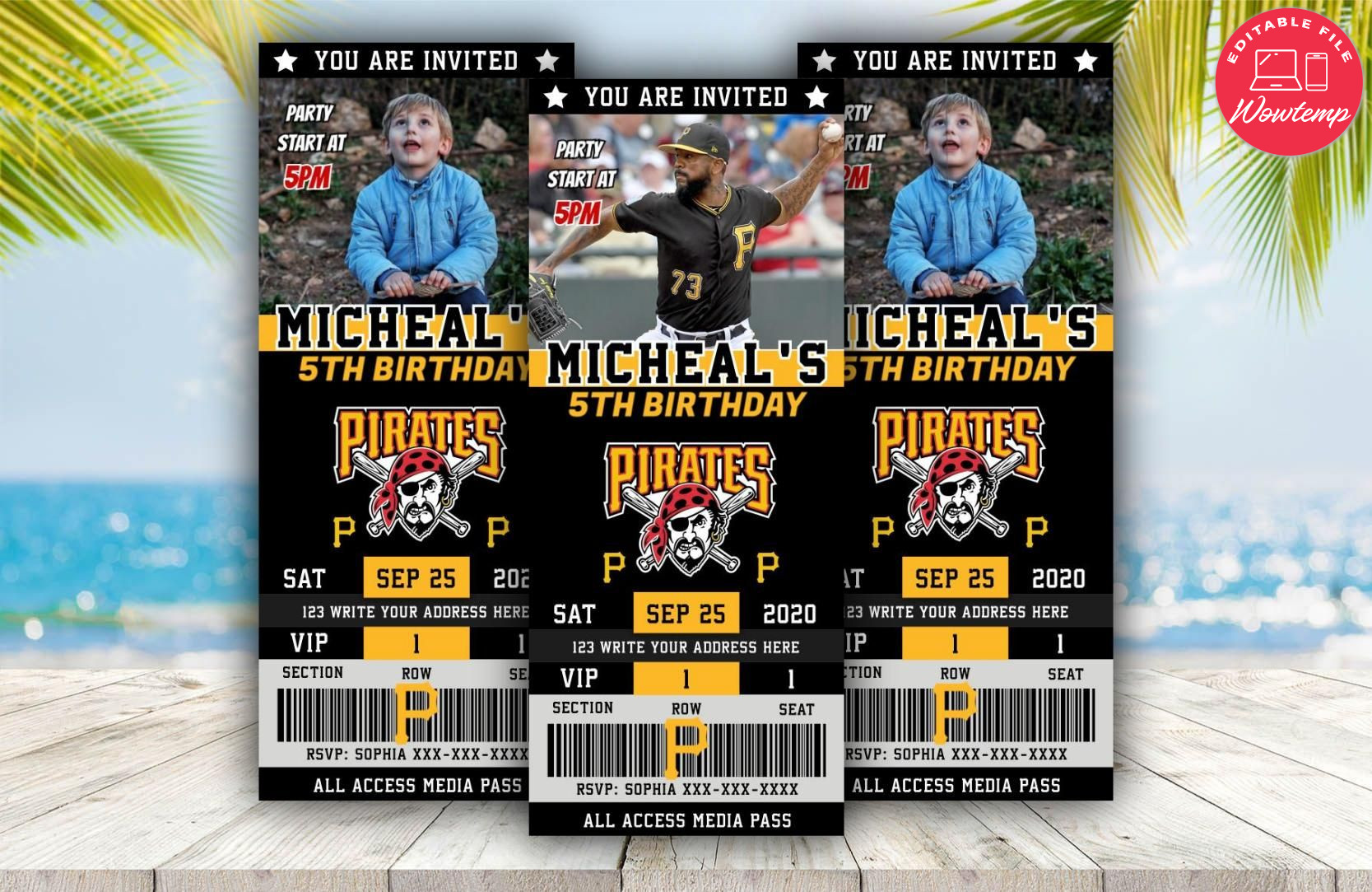 Pittsburgh Pirates Ticket Birthday Editable Template Instant Download ...