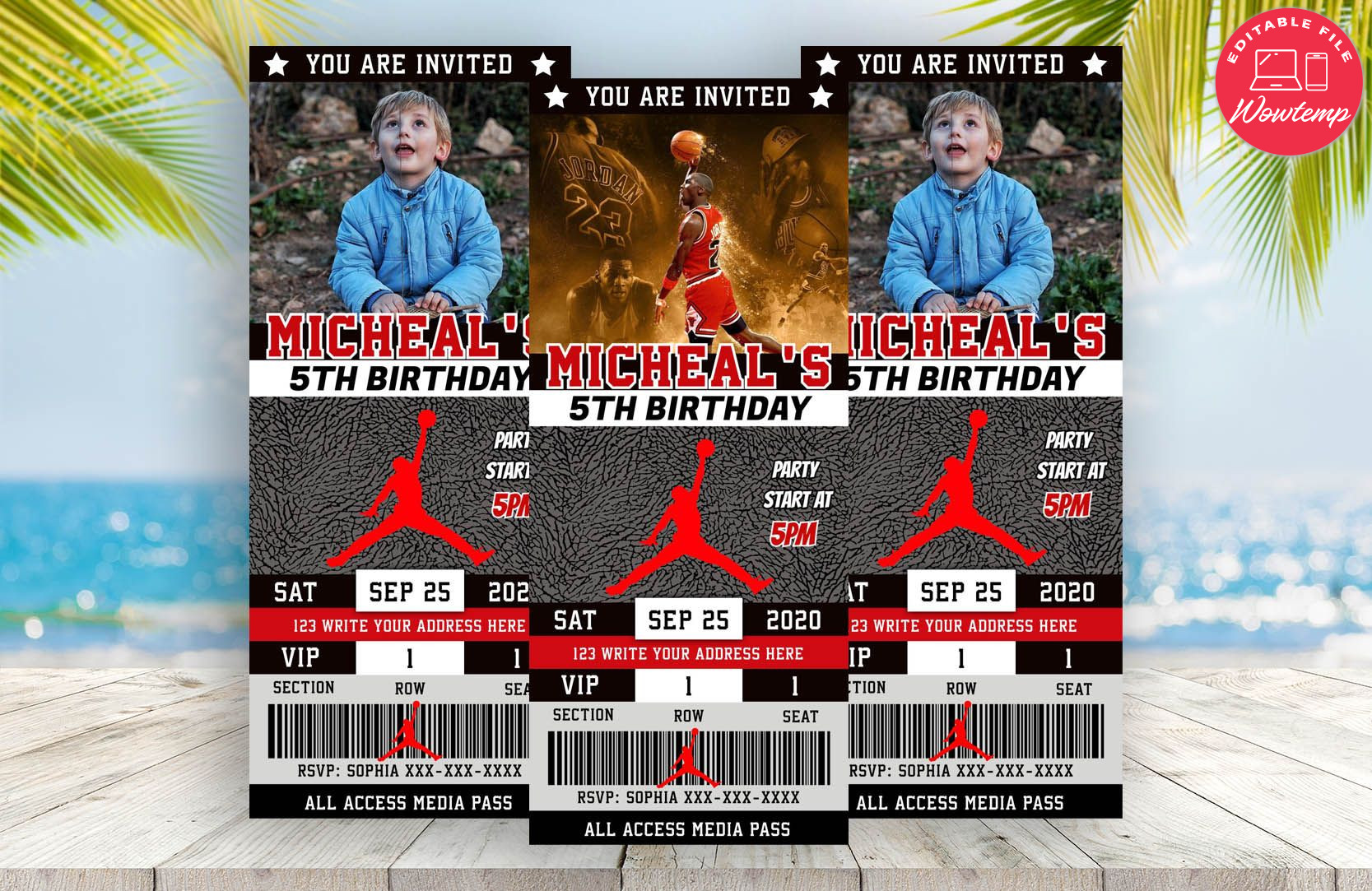 Editable Jordan Birthday Ticket Invitations Instant Download | Zingtemp