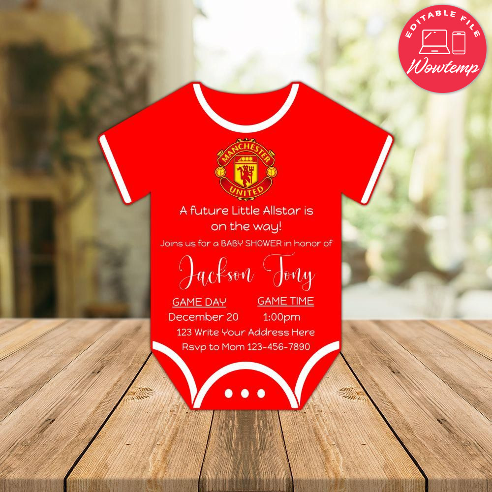 Manchester United Baby Shower Invitation Instant Download | Wowtemp