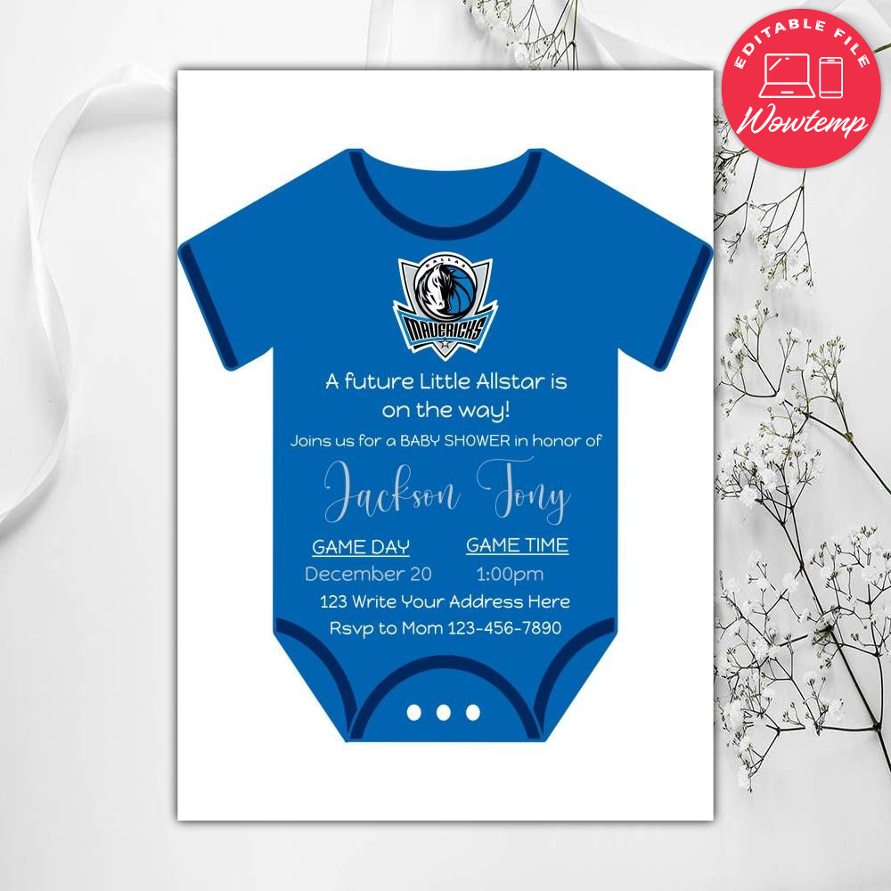 Dallas Mavericks Baby Shower Invitation Instant Download | Wowtemp
