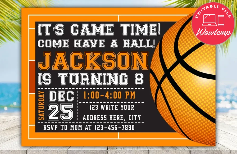 Editable Basketball Invitations Instant Download | Wowtemp