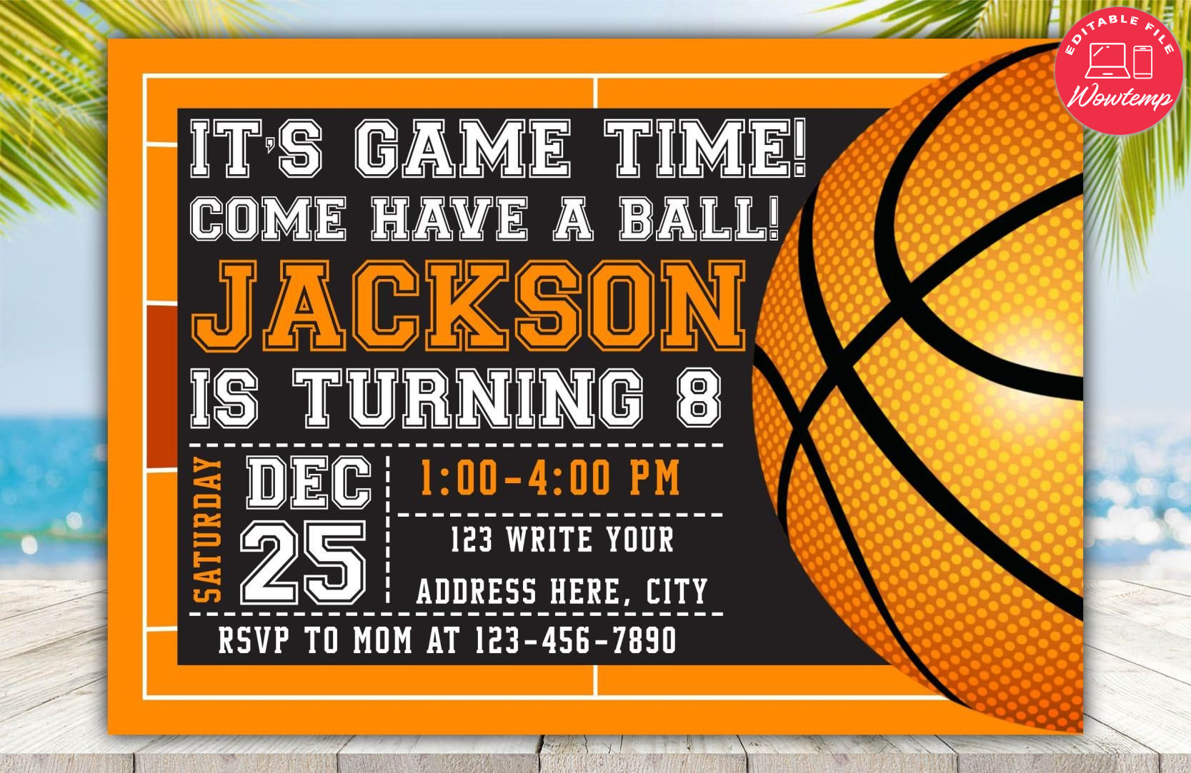 Editable Basketball Invitations Instant Download | Wowtemp
