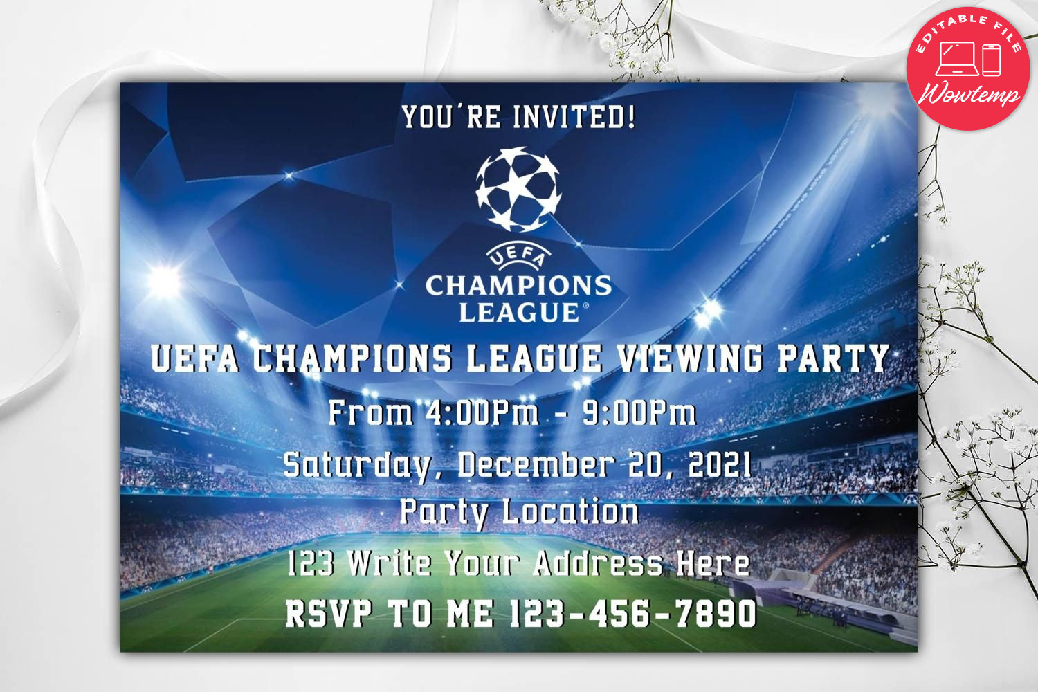 UEFA Champions League Invitation Instant Download | Wowtemp