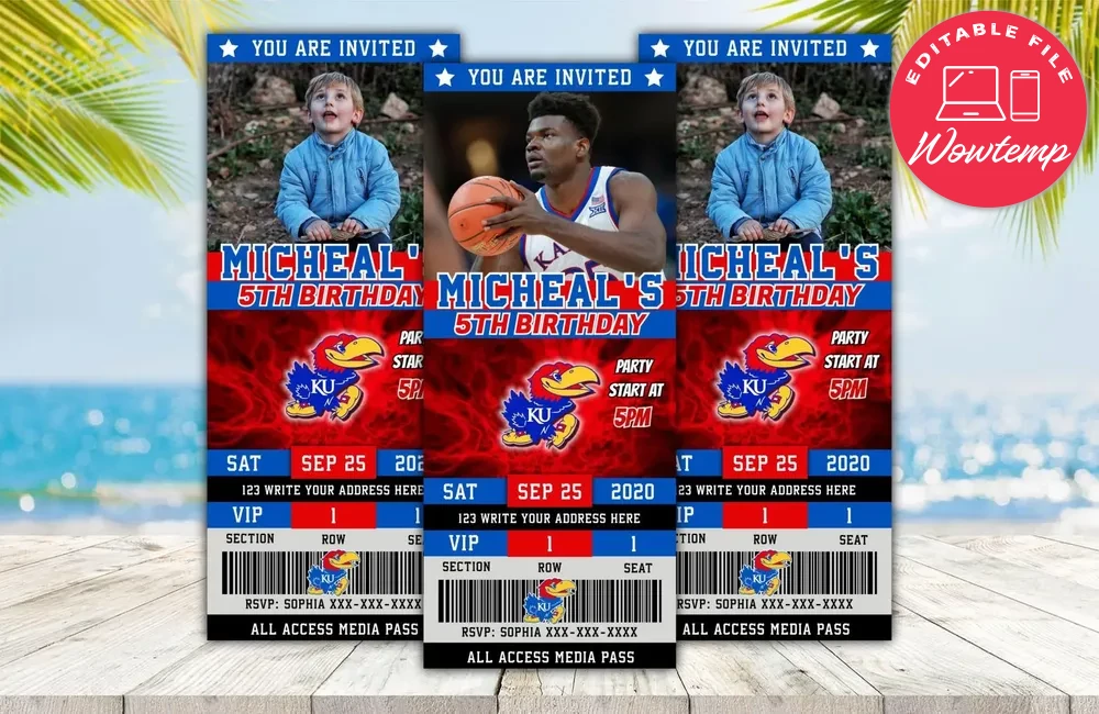 Kansas Jayhawks Ticket Birthday Editable Template Instant Download ...